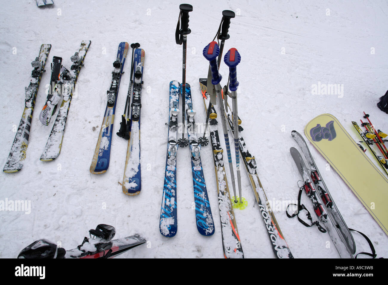 Ski equipment on ice Stock Photo - Alamy