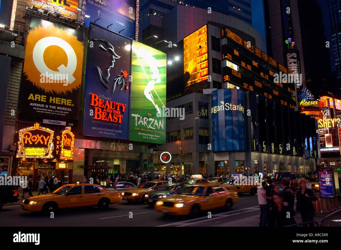 Billboards in Times Square advertising Broadway shows Stock Photo - Alamy