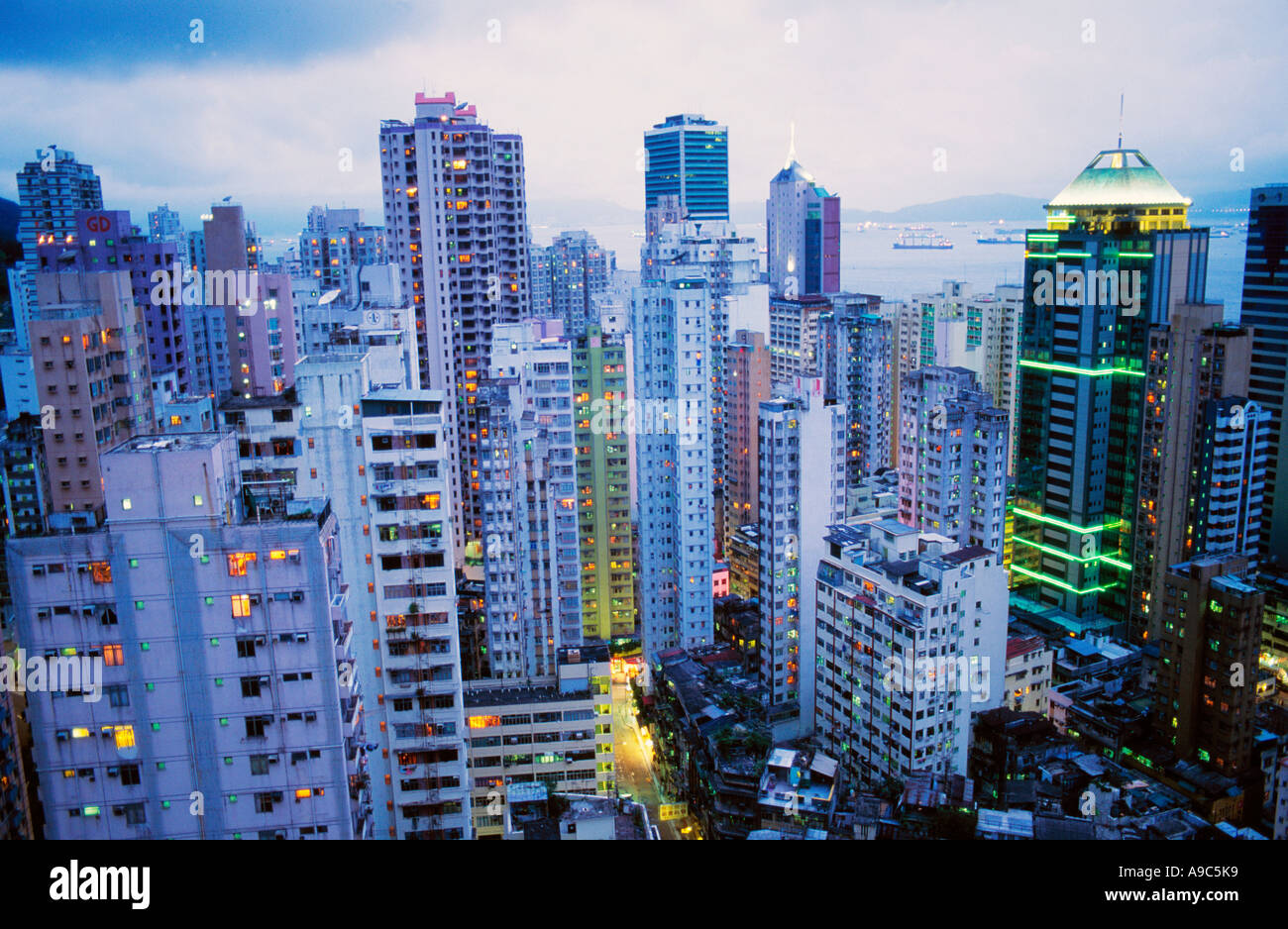 Western area in Hong Kong canton china high and low houses commercial ...