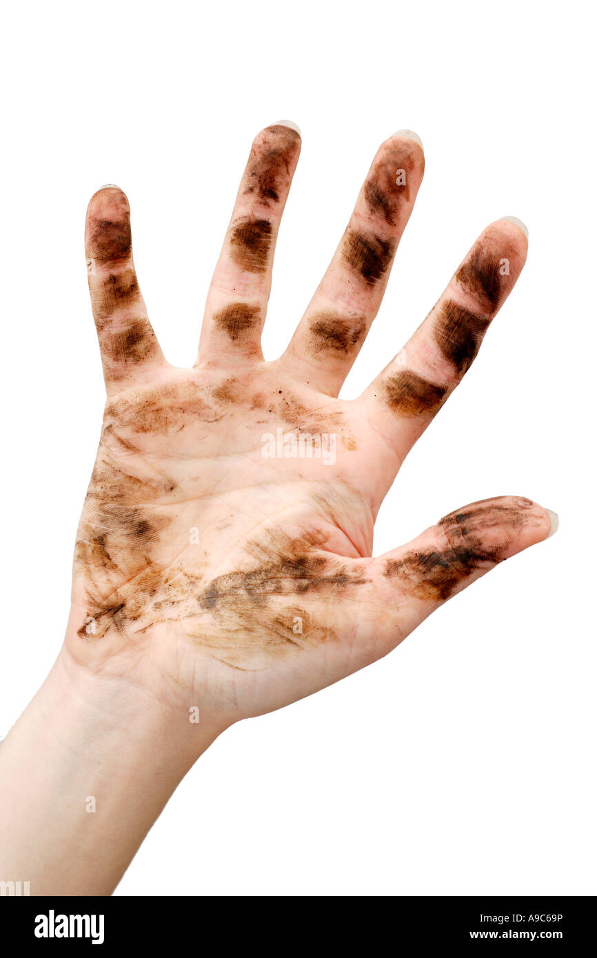 Oil and Dirt on Hand Stock Photo - Alamy