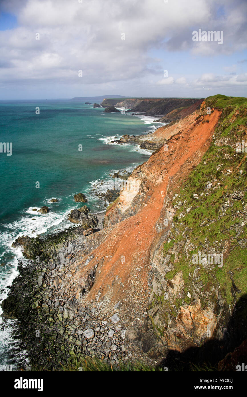 A landslide or rock fall illustrates coastal erosion Stock Photo - Alamy