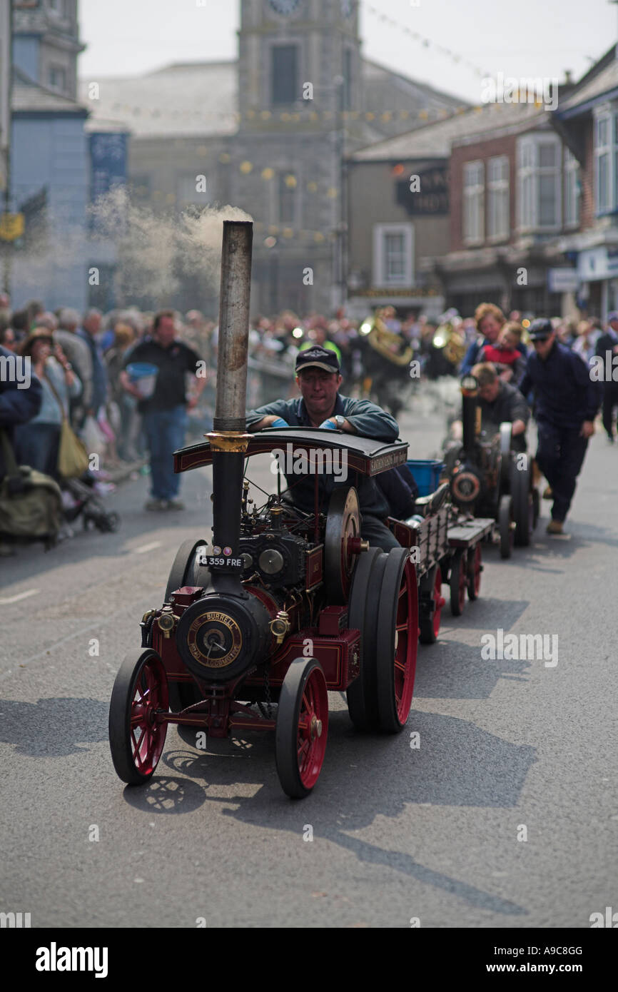 Trevithick Day Steam locomotive traction engine Stock Photo - Alamy