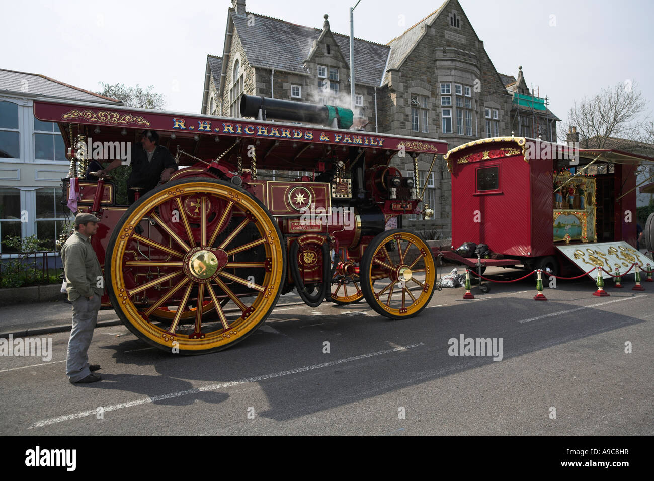 Trevithick Day Steam locomotive traction engine Stock Photo - Alamy