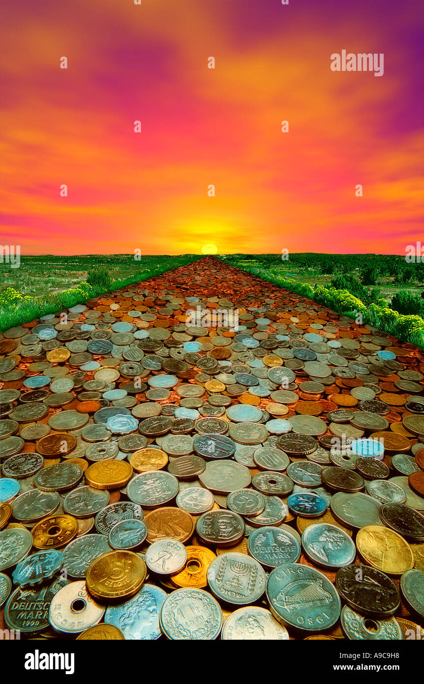 Road of International Coins Stock Photo - Alamy