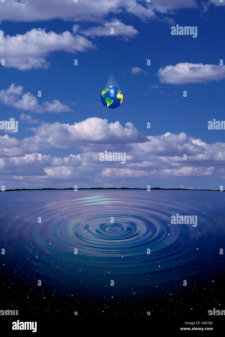 Earth Drop And Clouds Stock Photo - Alamy