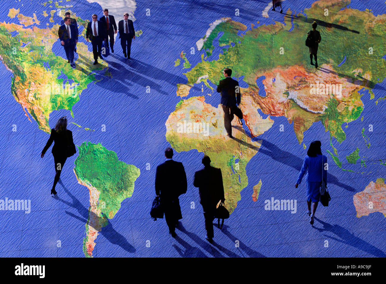 Executives On Map Stock Photo - Alamy