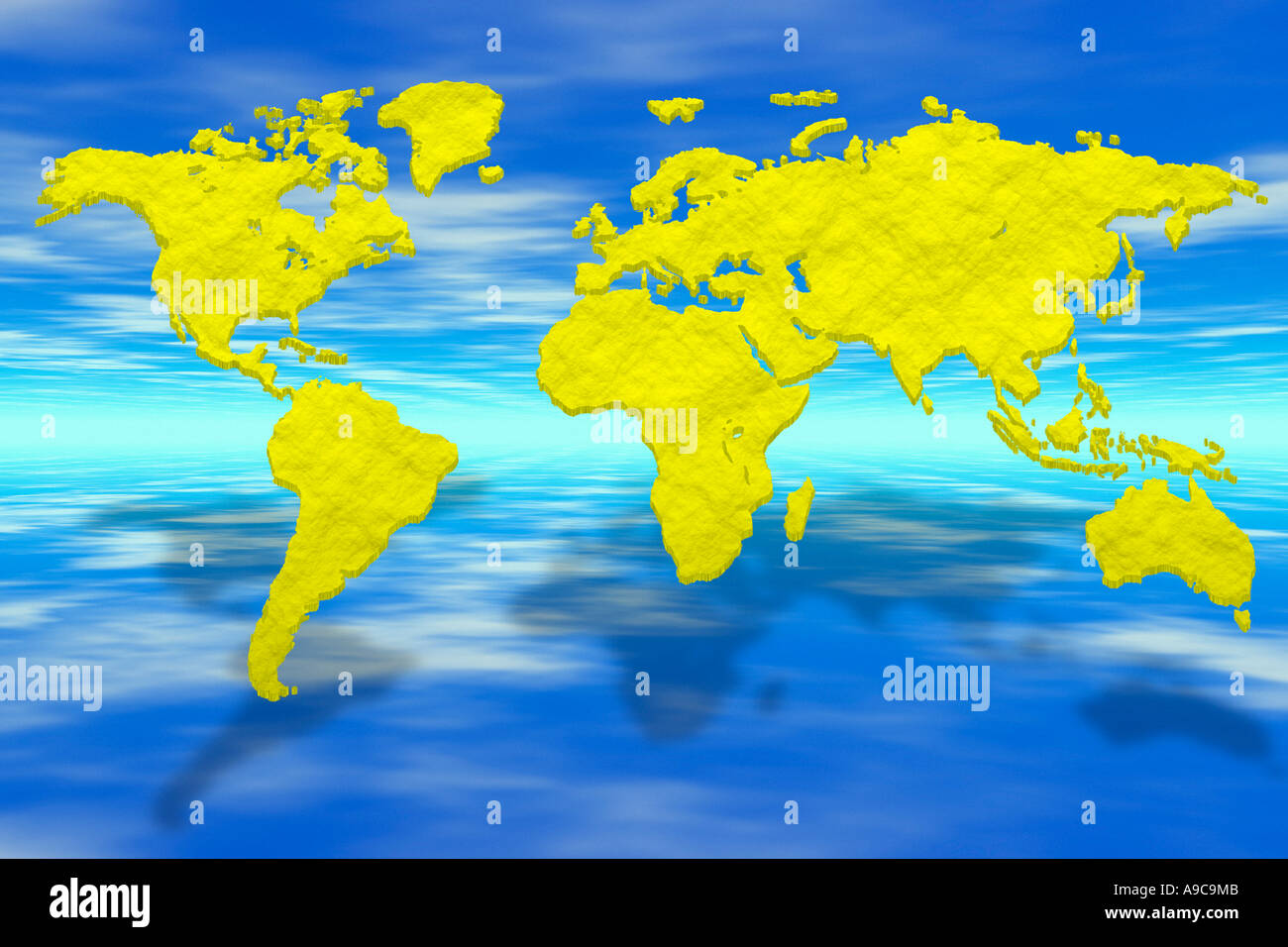 World Map Over Clouds Stock Photo - Alamy