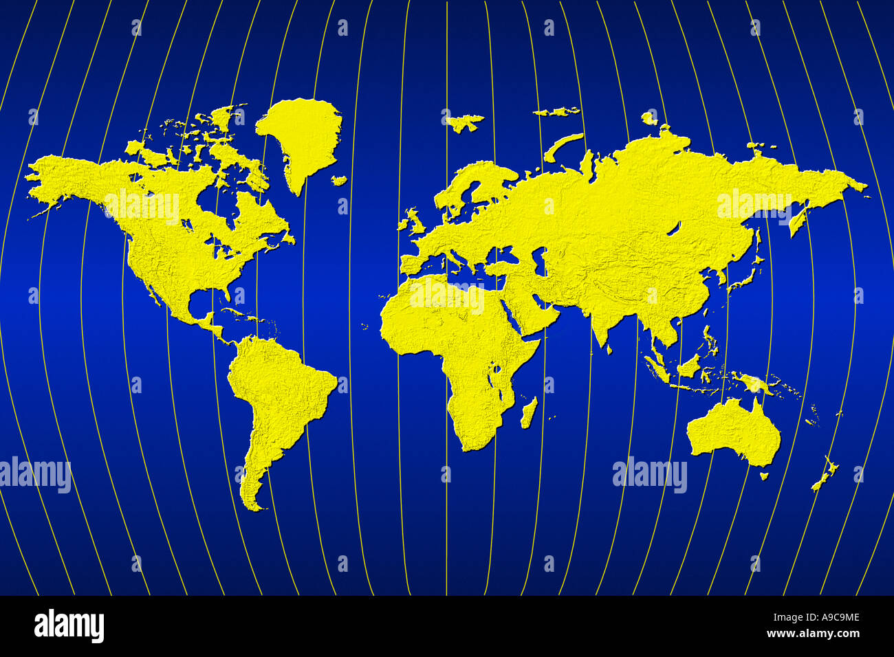 World Map Over Longitude Lines Stock Photo - Alamy