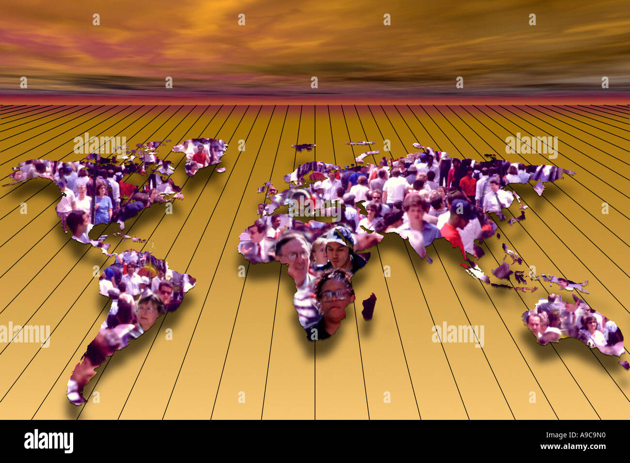 World Map With People Stock Photo - Alamy