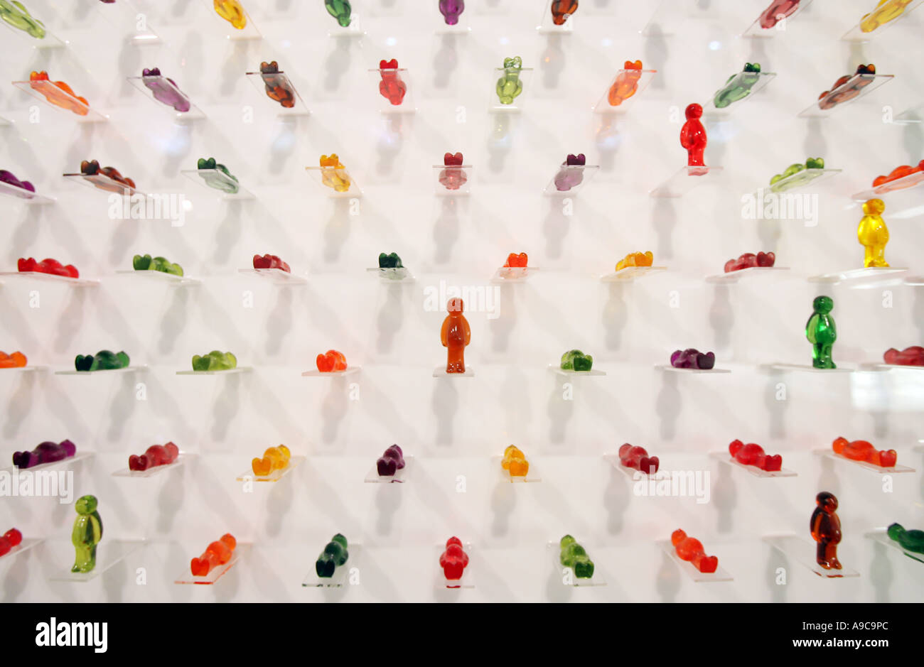 Little plastic bears are displayed in an art work at the London Art ...