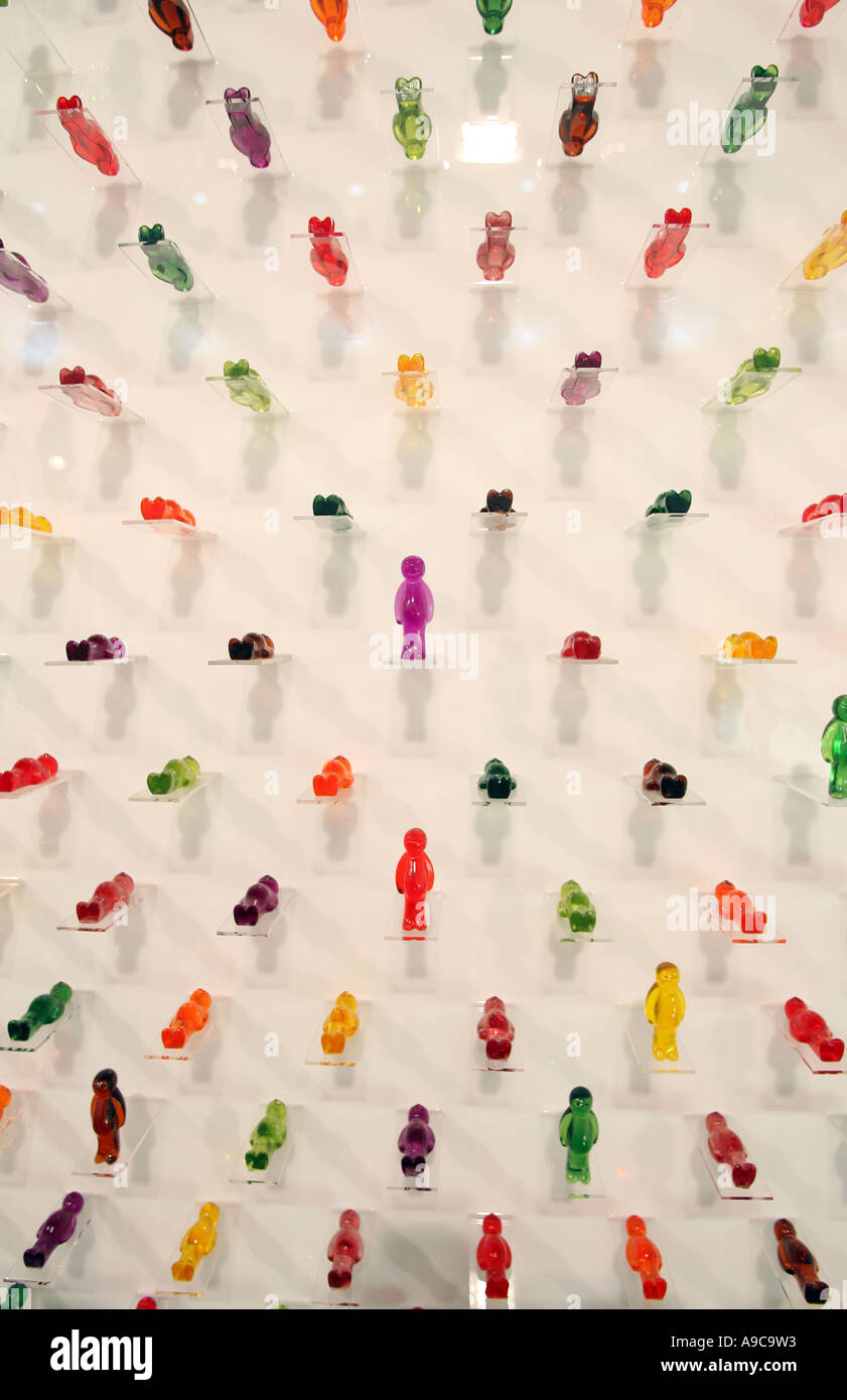 Little plastic bears are displayed in an art work at the London Art ...