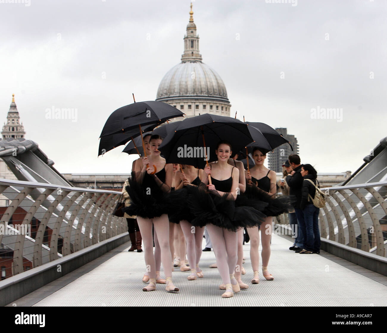 Ballerinas perform on the Millennium Bridge during the "Inside Out ...