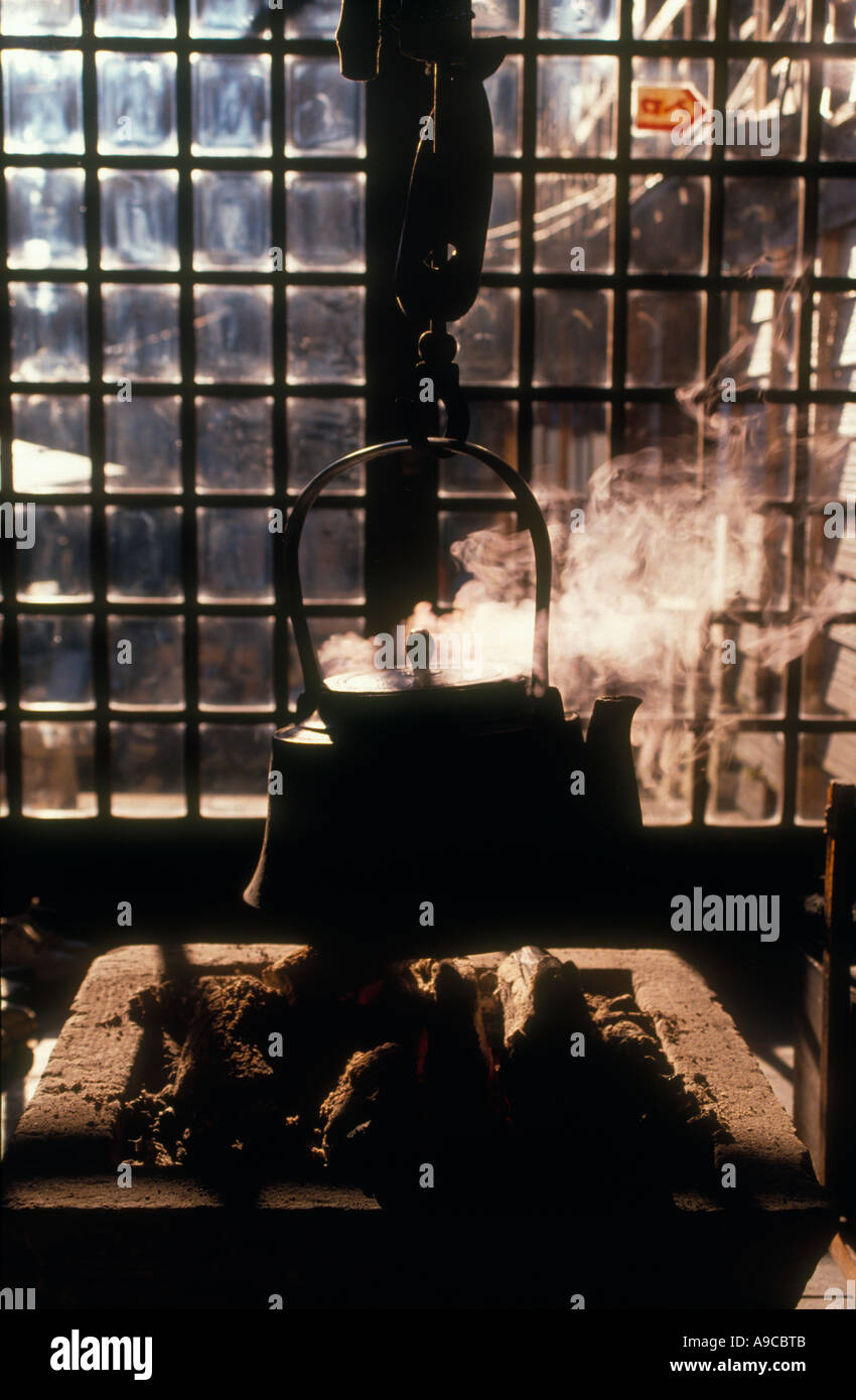 Japanese water boiling pot on fire Japan Stock Photo - Alamy