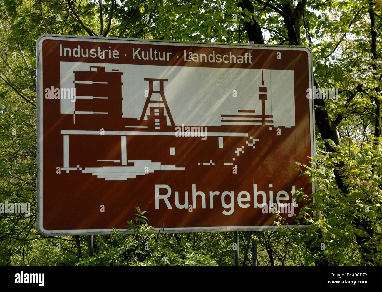 Ruhrgebiet sign on A52 Motorway near Duesseldorf, germany Stock Photo ...