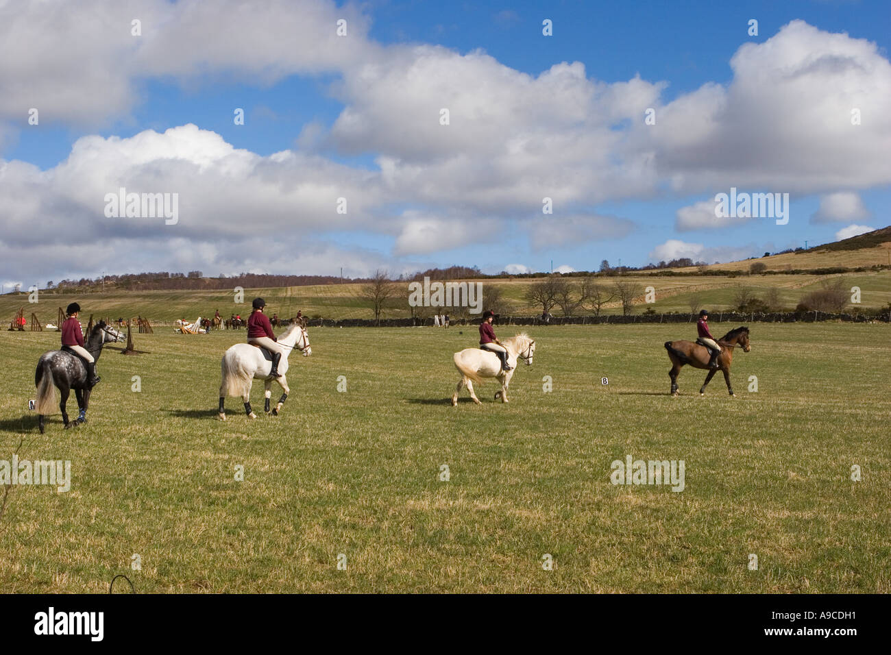 Children under horse riding instruction north-east Aberdeenshire ...