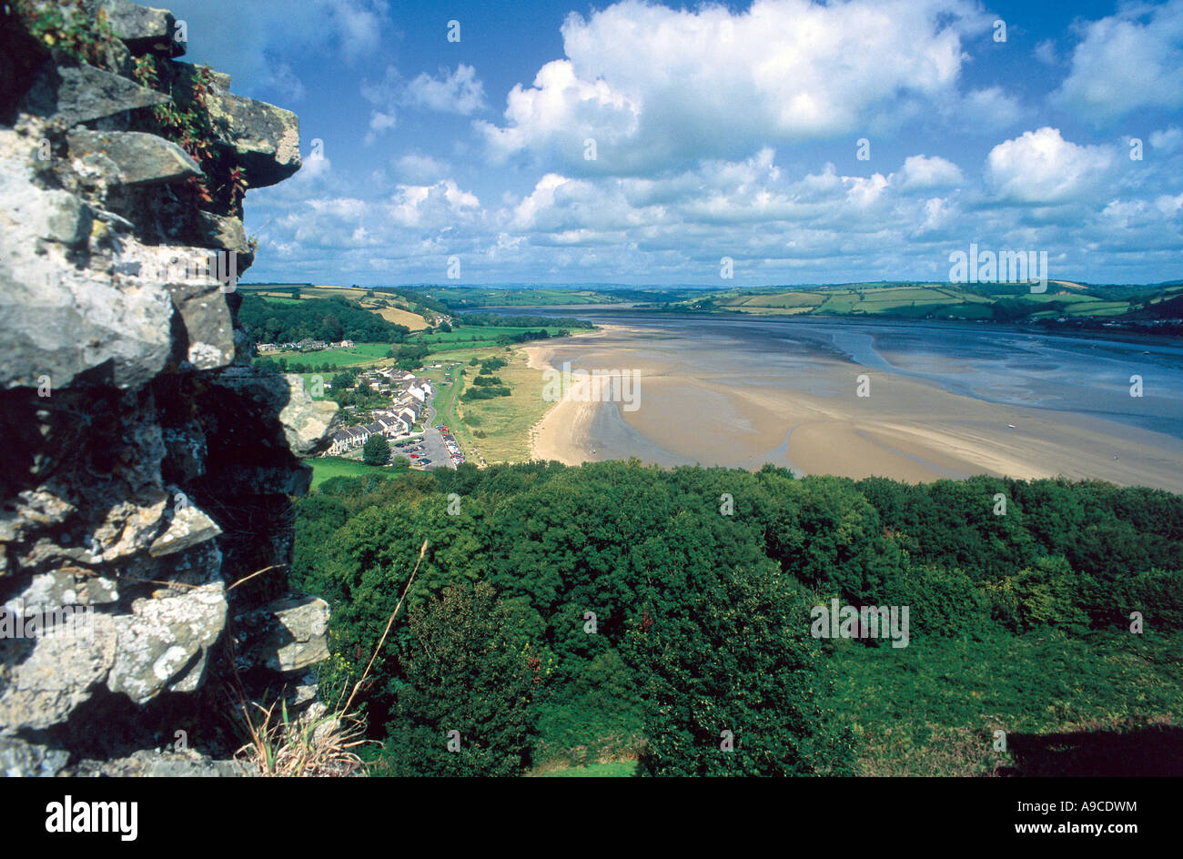 Llansteffan and Tywi Estuary from Castle Stock Photo - Alamy