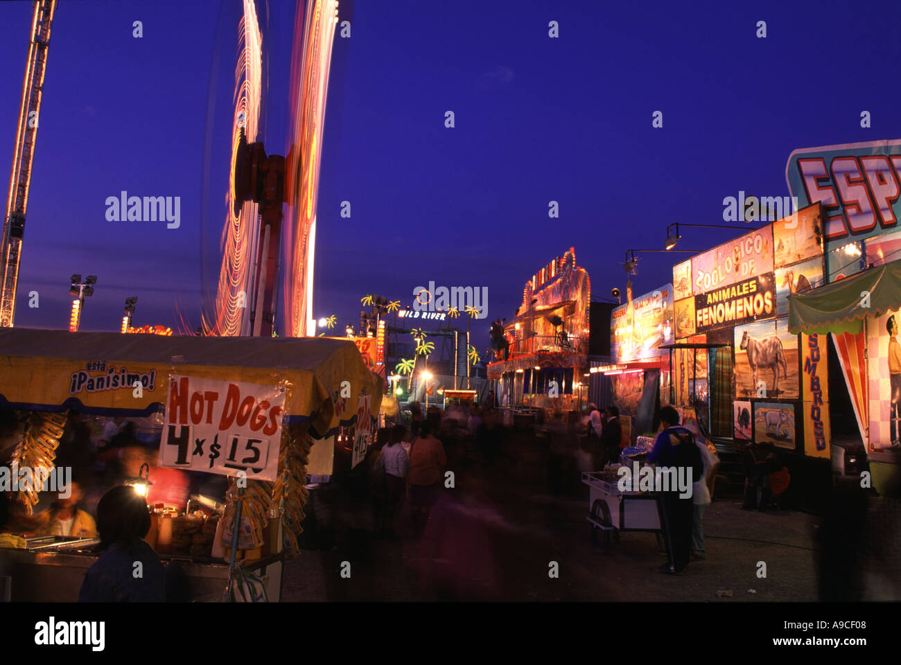 hot dog FAIRGROUND OAXACA STATE full horizontal colour dusk ride ...