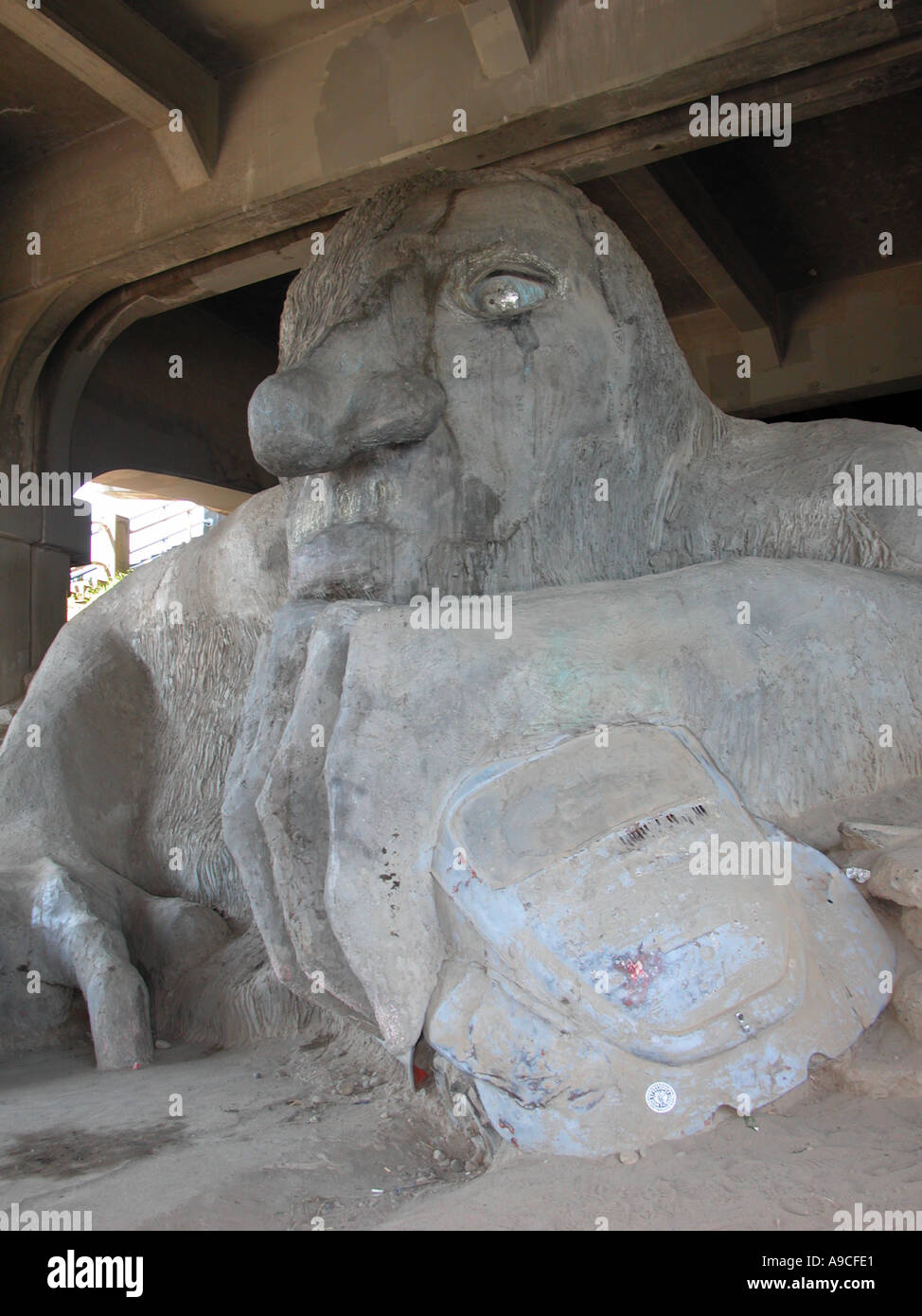 This is the Fremont Troll under the Aurora Bridge of highway 99, north ...