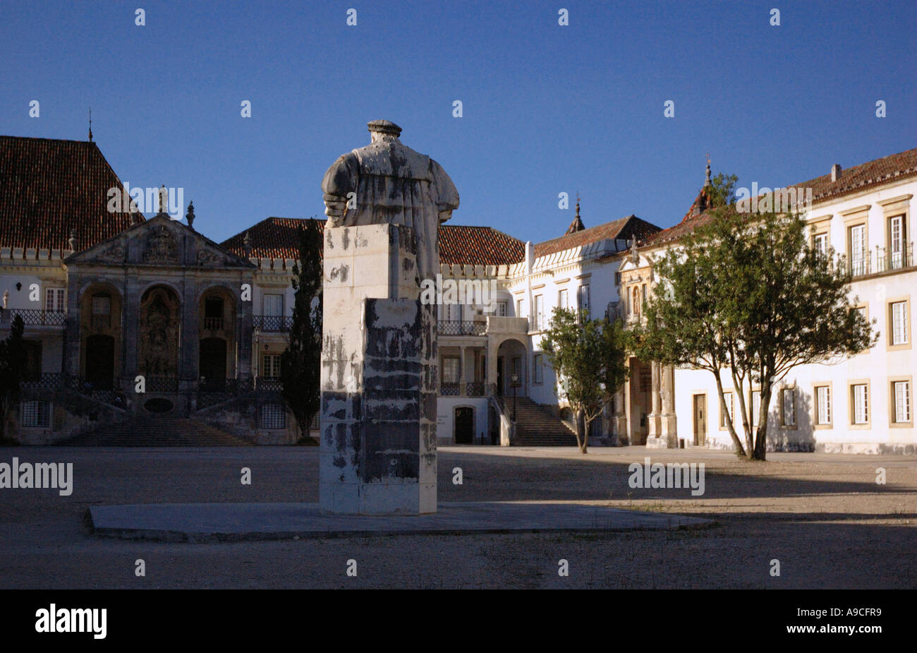 View of magnificent building court courtyard statue University Coimbra ...