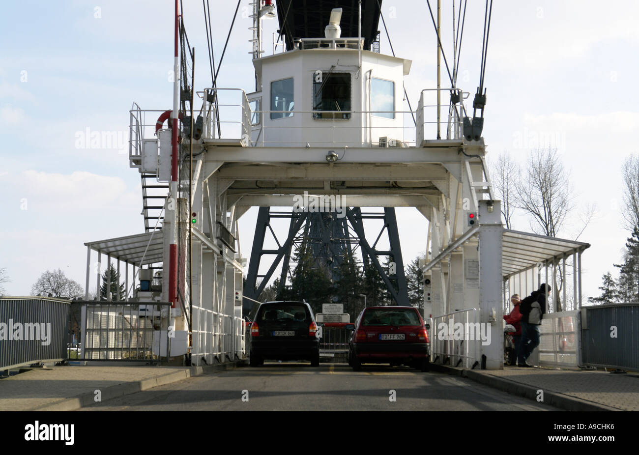 Suspension railway train Metal bridge Rendsburg Nord Ostsee Kanal ...