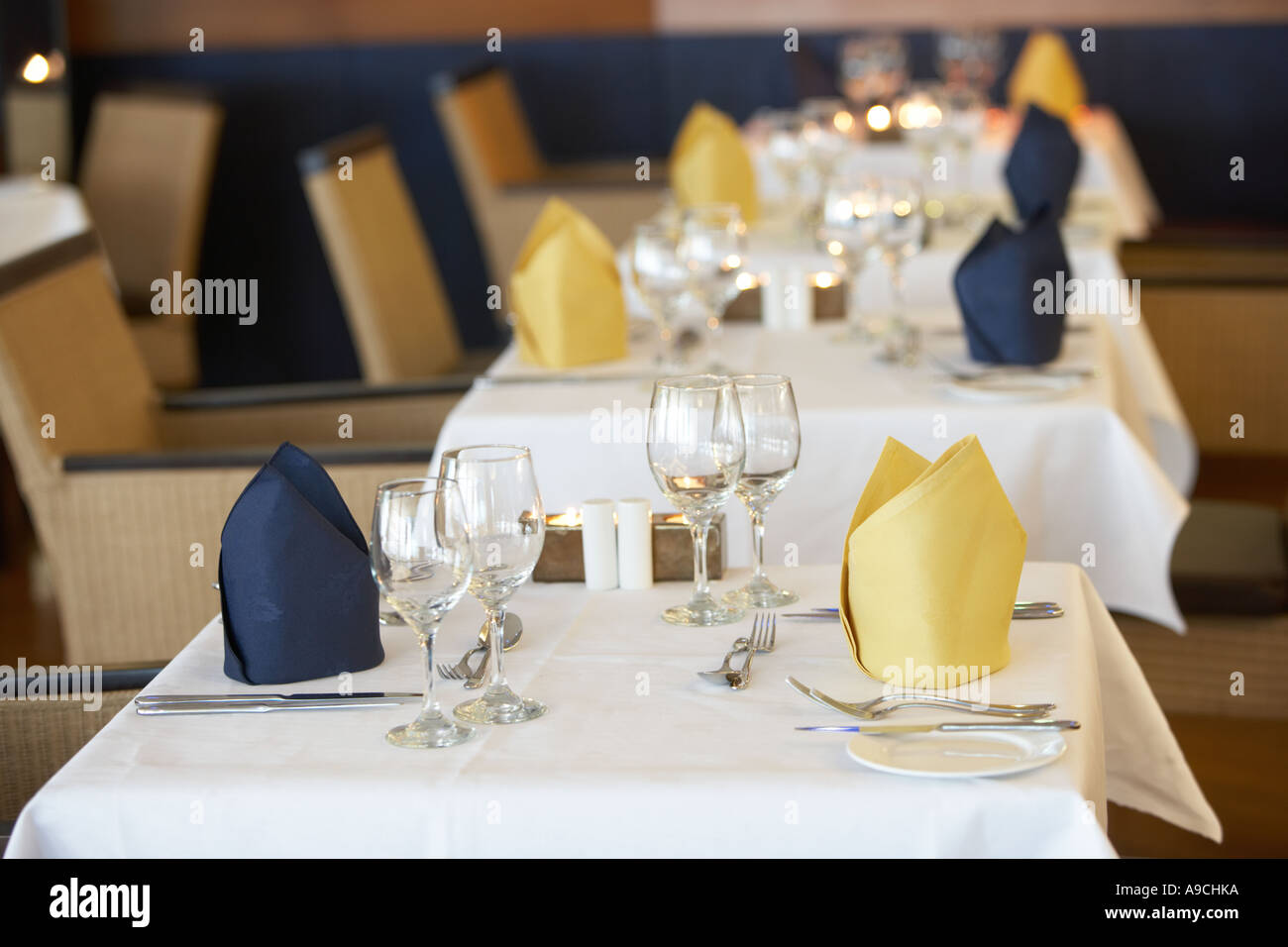 The Liner Hotel restaurant tables Stock Photo - Alamy