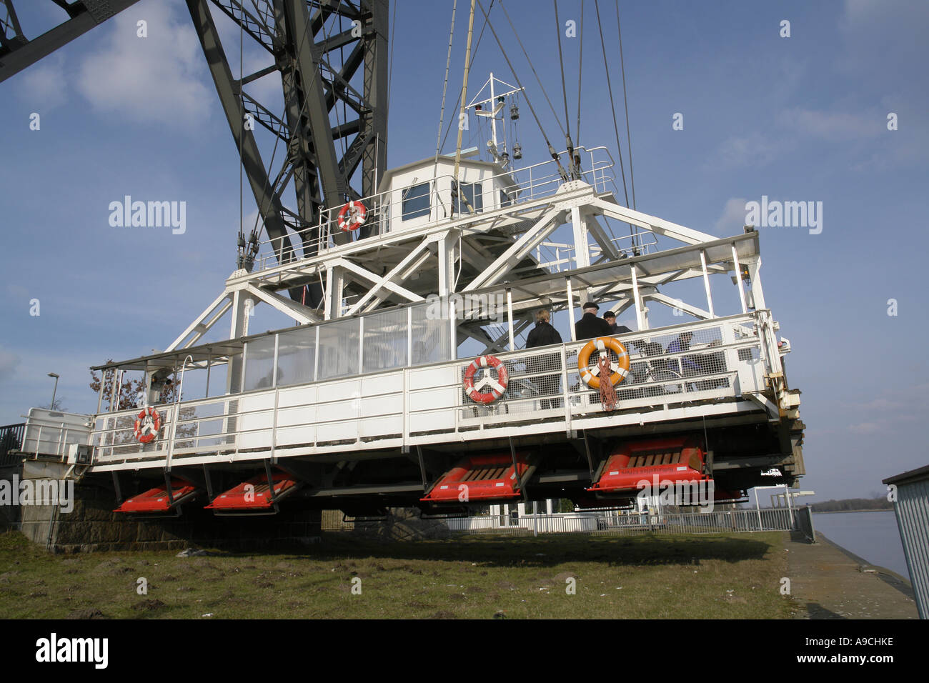 Suspension railway train Metal bridge Rendsburg Nord Ostsee Kanal ...