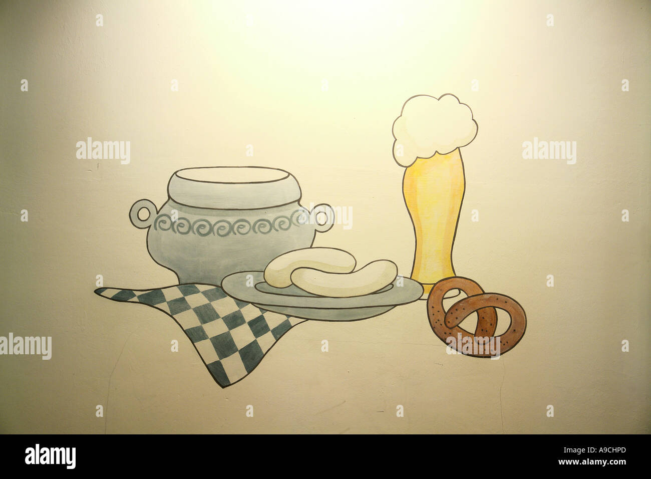 White sausage and beer typical food in Munich Munchen Bavaria Bayern ...
