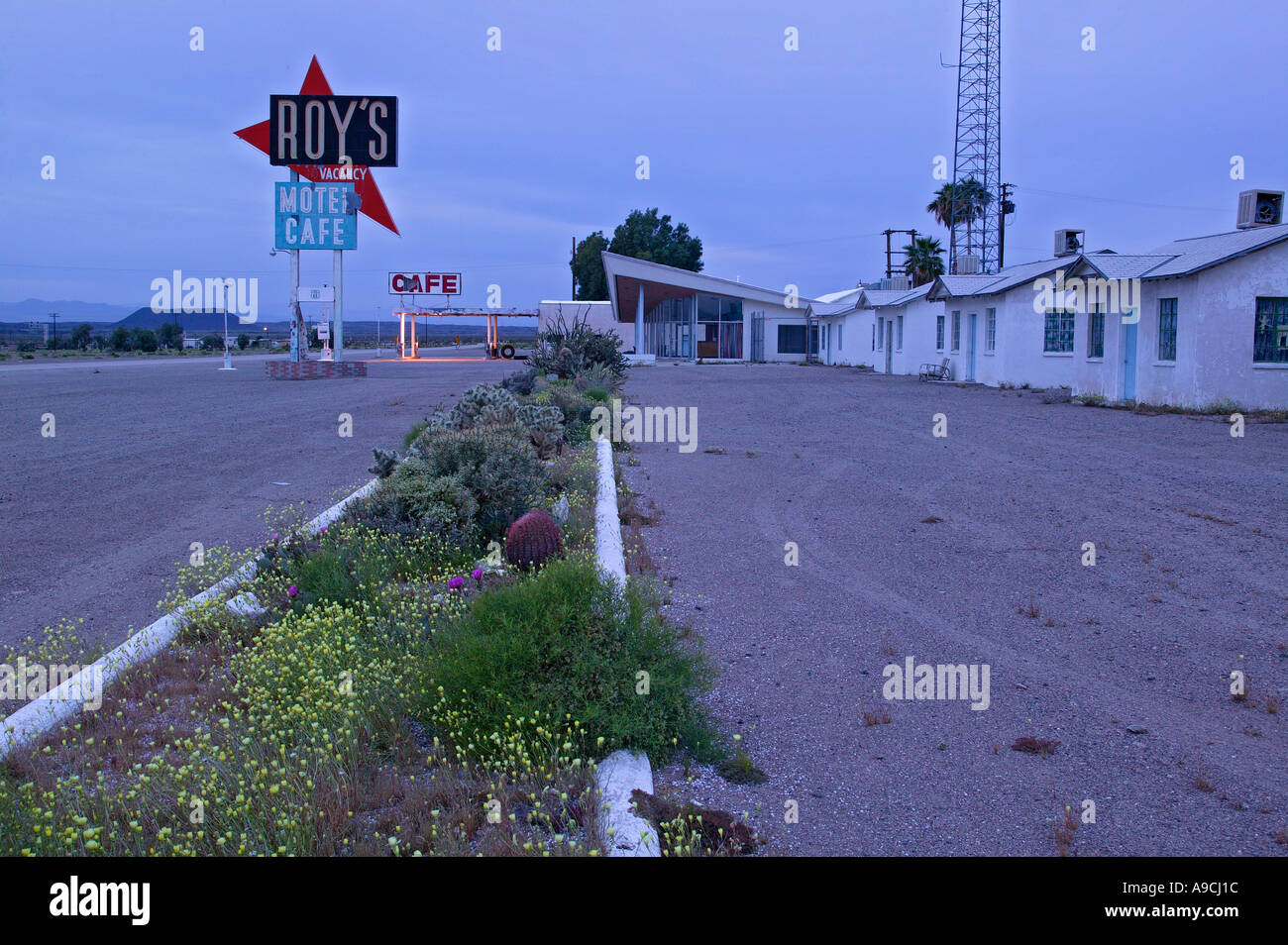 Roy s Cafe motel and gas station along Route 66 Amboy California Stock ...