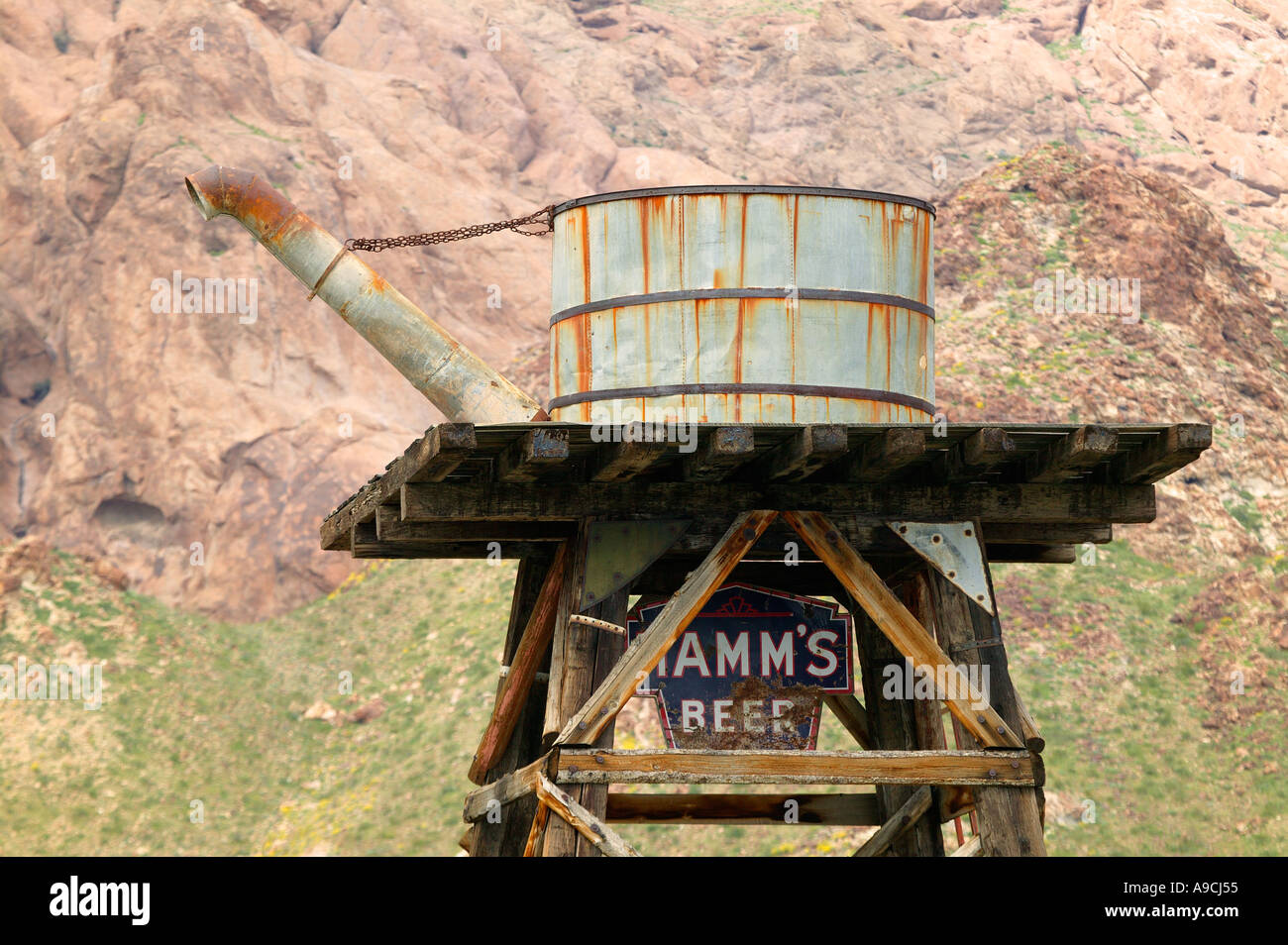 A water tank at an old restored gold mine and related equipment near ...