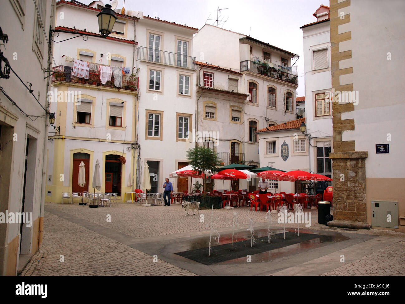 View of characteristic architecture little square white building court ...