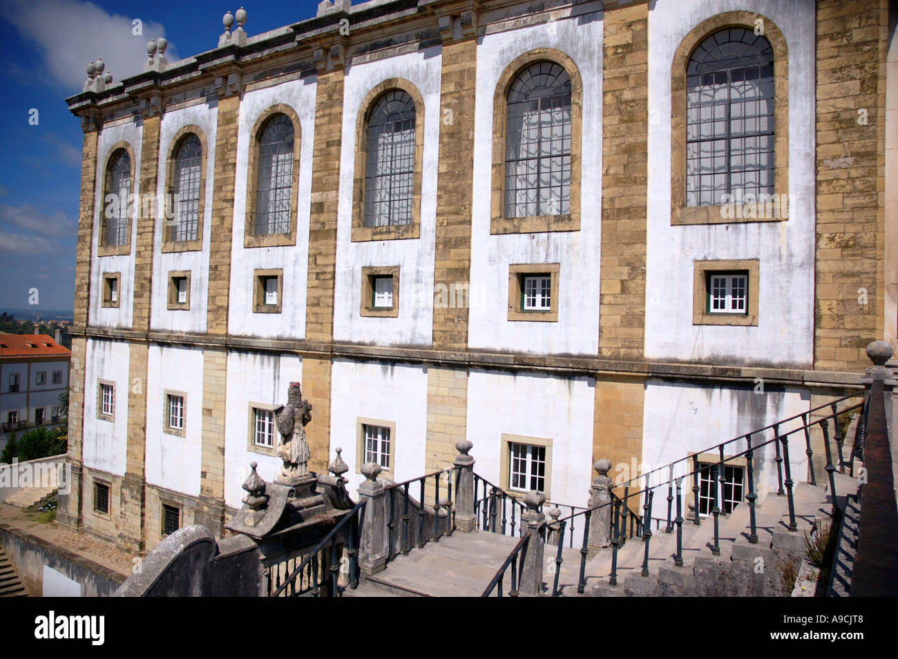 View of magnificent building of entrance stair step University Coimbra ...