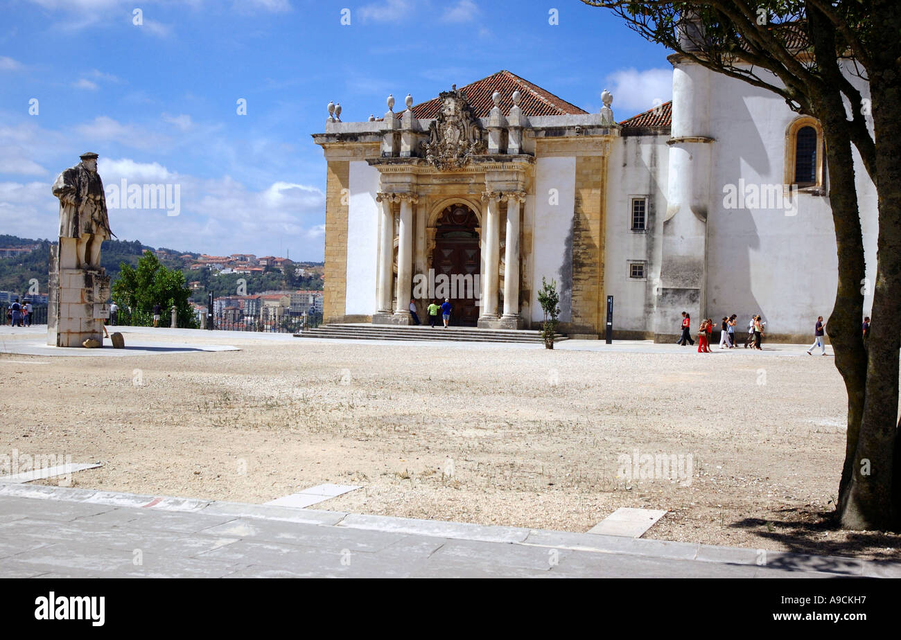 View of magnificent building court courtyard statue University Coimbra ...