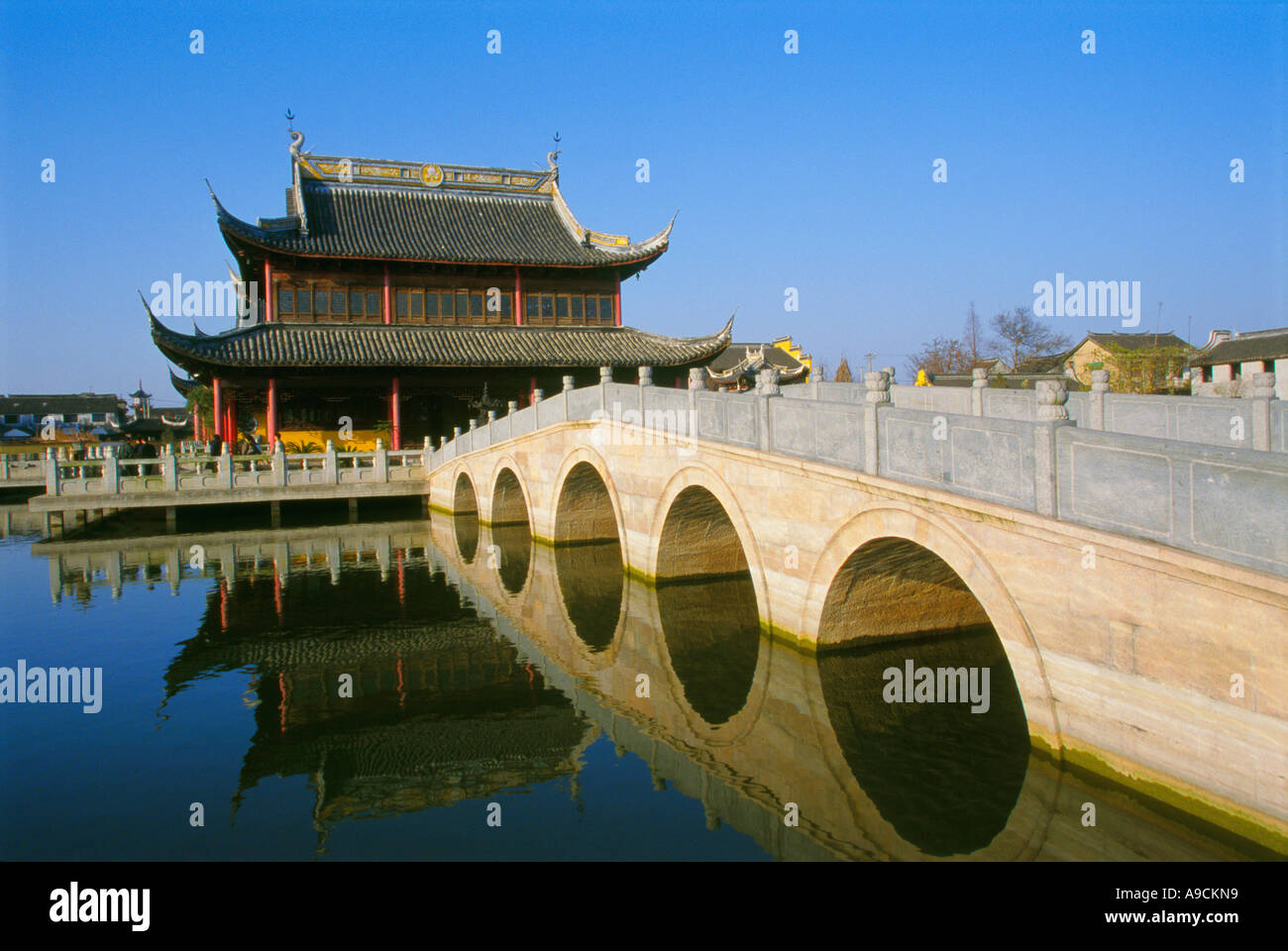Typical traditional temple architecture Zhouzhuang village Jiangsu ...