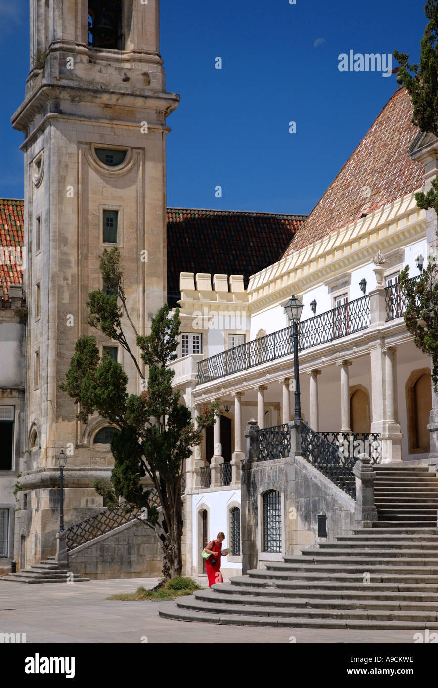 View of magnificent building belfry tower stair step of University ...