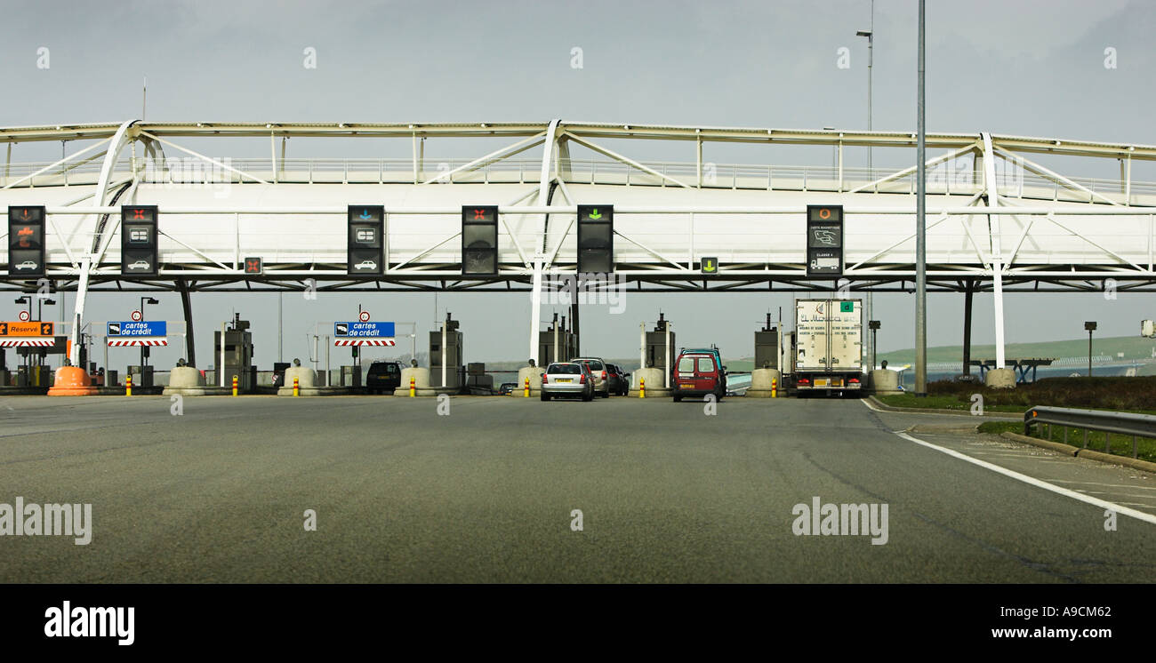 Approaching the pay booths on a Toll Road Peage autoroute France Stock ...