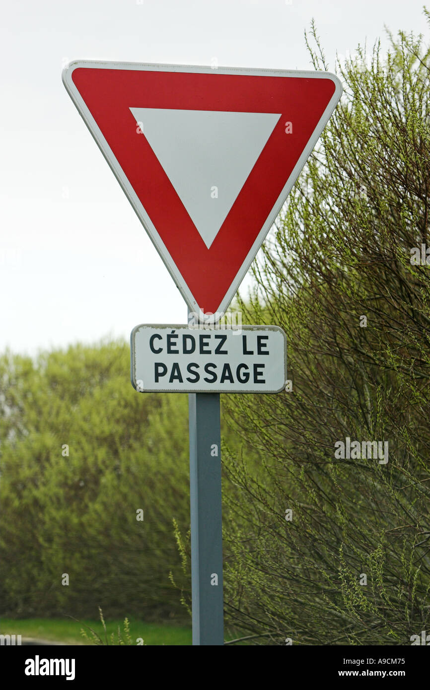 Give way road sign france hi-res stock photography and images - Alamy