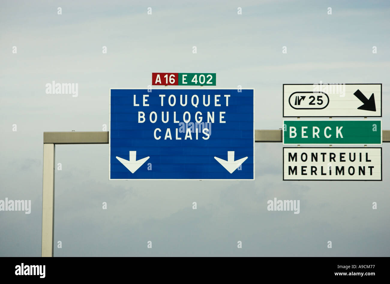 French autoroute overhead gantry route destination signs France Europe ...