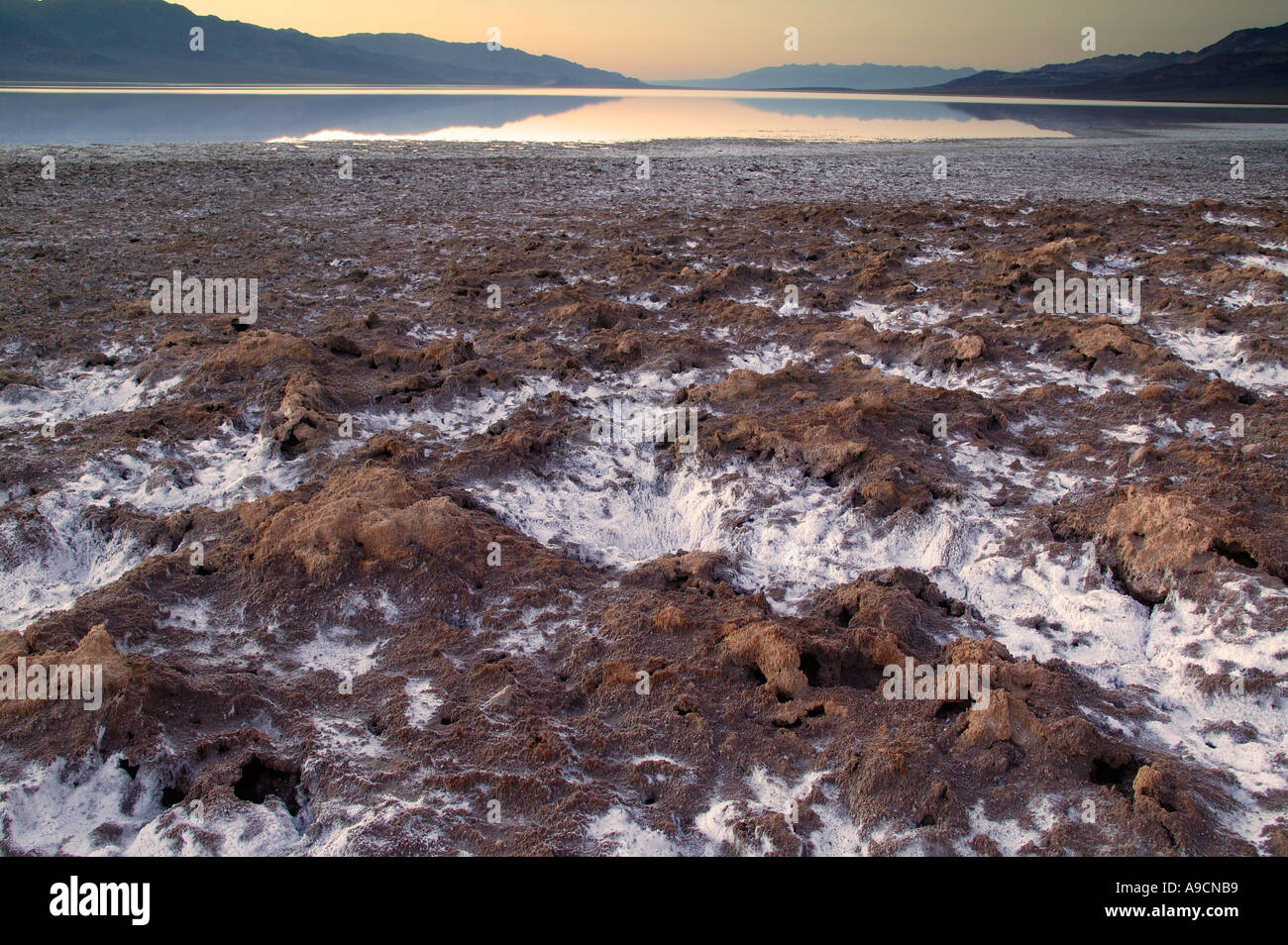 Water from heavy rains fill the Badwater Basin into a lake in 2005 ...