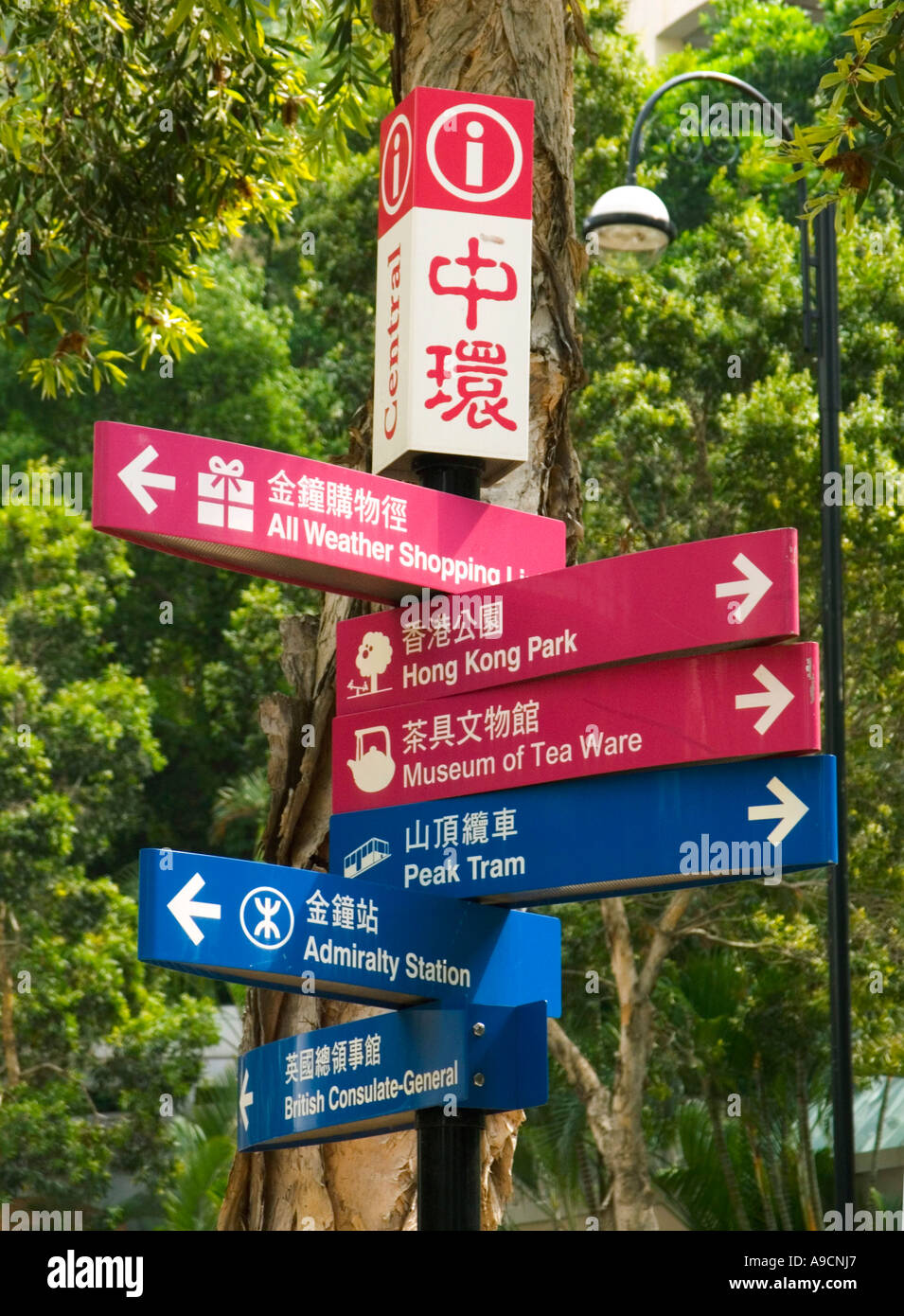 Sign direction hong kong park hi-res stock photography and images - Alamy