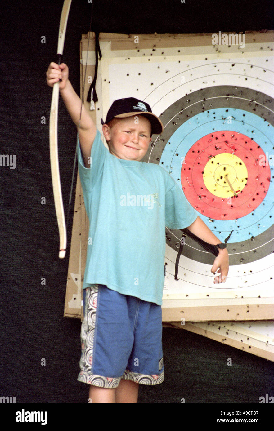 A SEVEN YEAR OLD BOY PLAYING ARCHERY BAPN 509 Stock Photo - Alamy