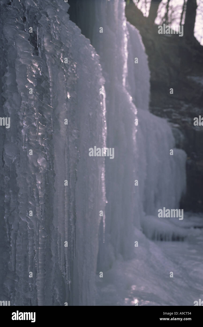 Frozen waterfall in subdued light Creve Coeur Missouri USA Stock Photo ...