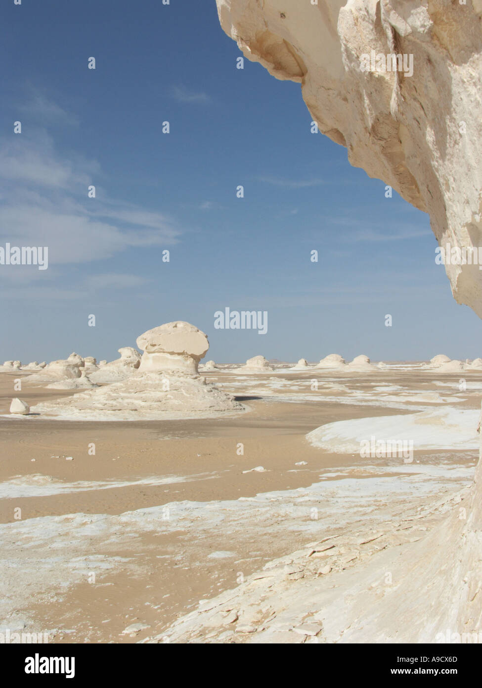 The White Desert near Bahariya Egypt The unusual sculptures are eroded by the wind from the ...