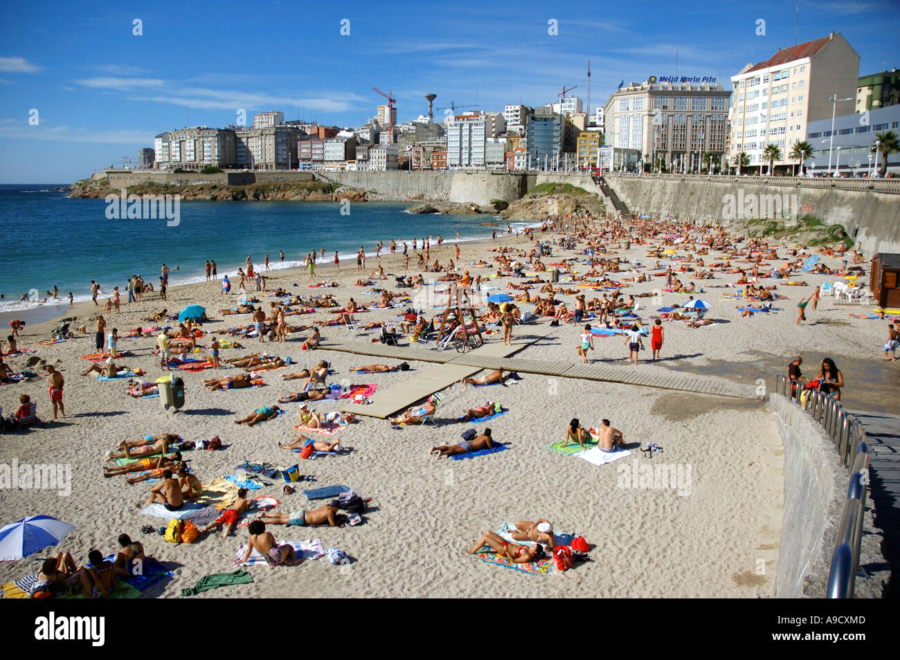 View of the seafront and beach of La Coruña A Coruna Corunna Corunha ...