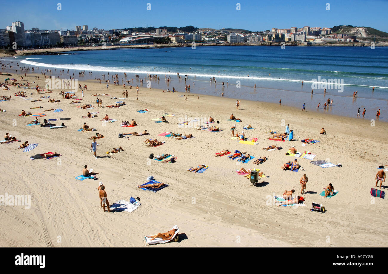 View of the seafront and beach of La Coruña A Coruna Corunna Corunha ...
