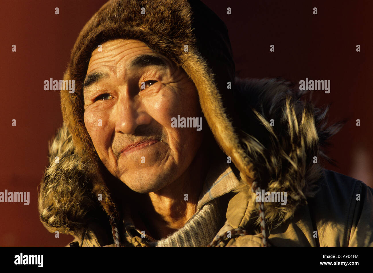 USA Alaska Yupik Eskimo Paul Alexie stands in morning sun during ...