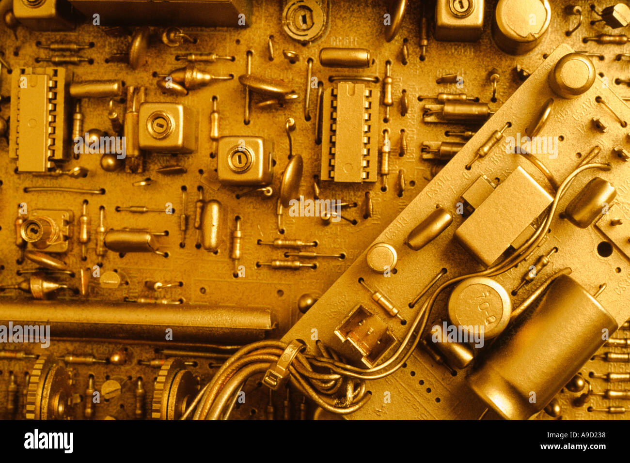Golden printed circuit board Stock Photo - Alamy