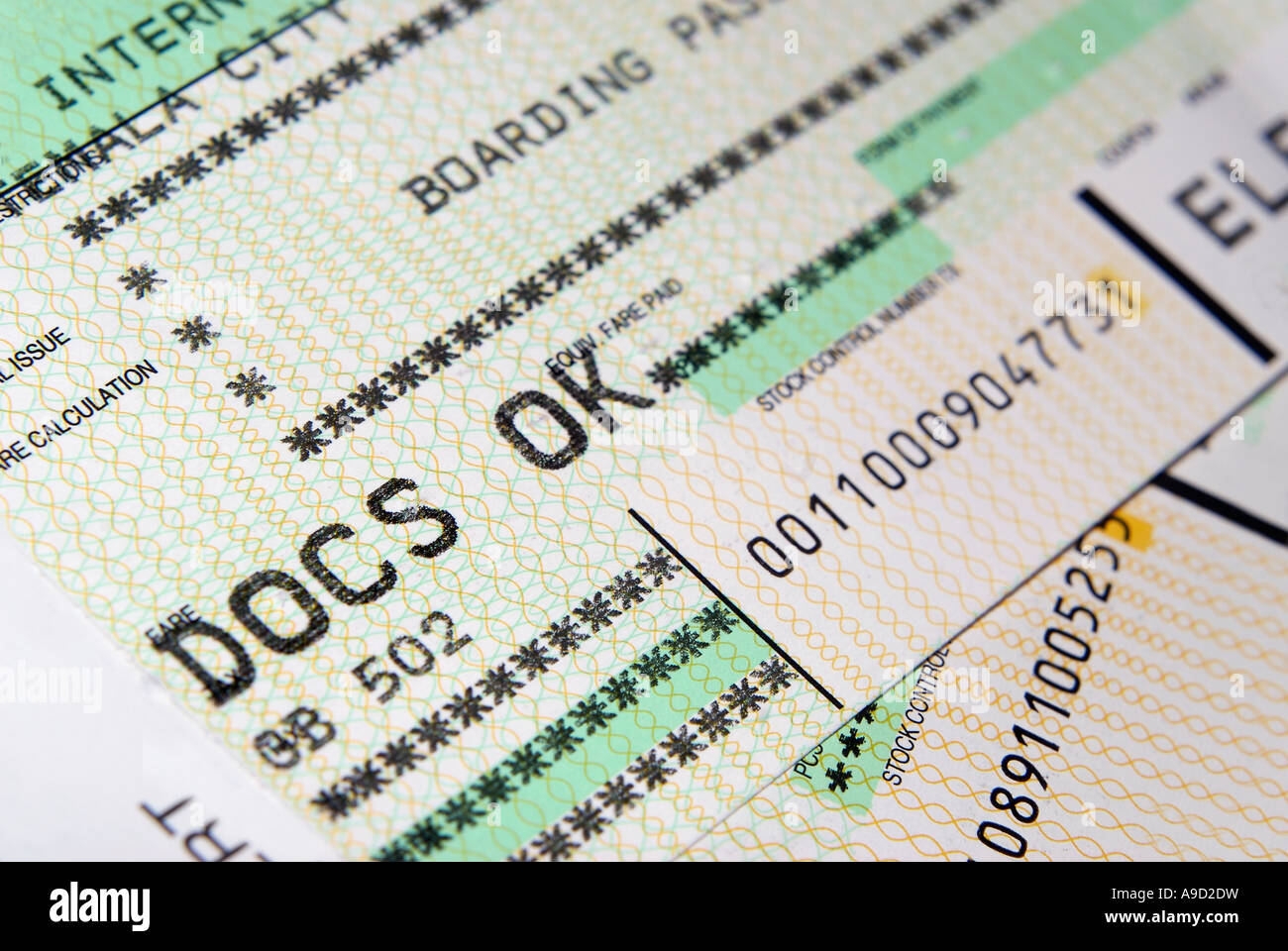 Airline boarding pass DOCS OK Documents verified Stock Photo - Alamy