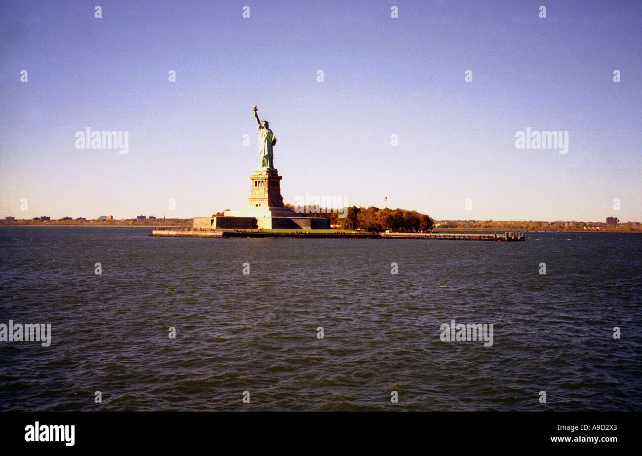 View of the Statue of Liberty Island New York Harbour USA United States ...