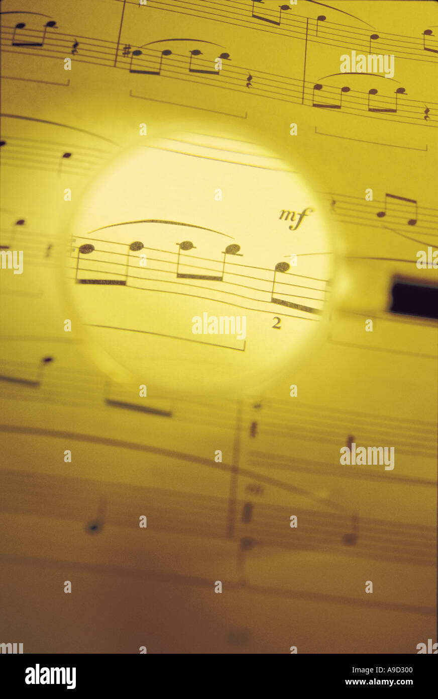 Magnifying Glass and Music Score Stock Photo - Alamy