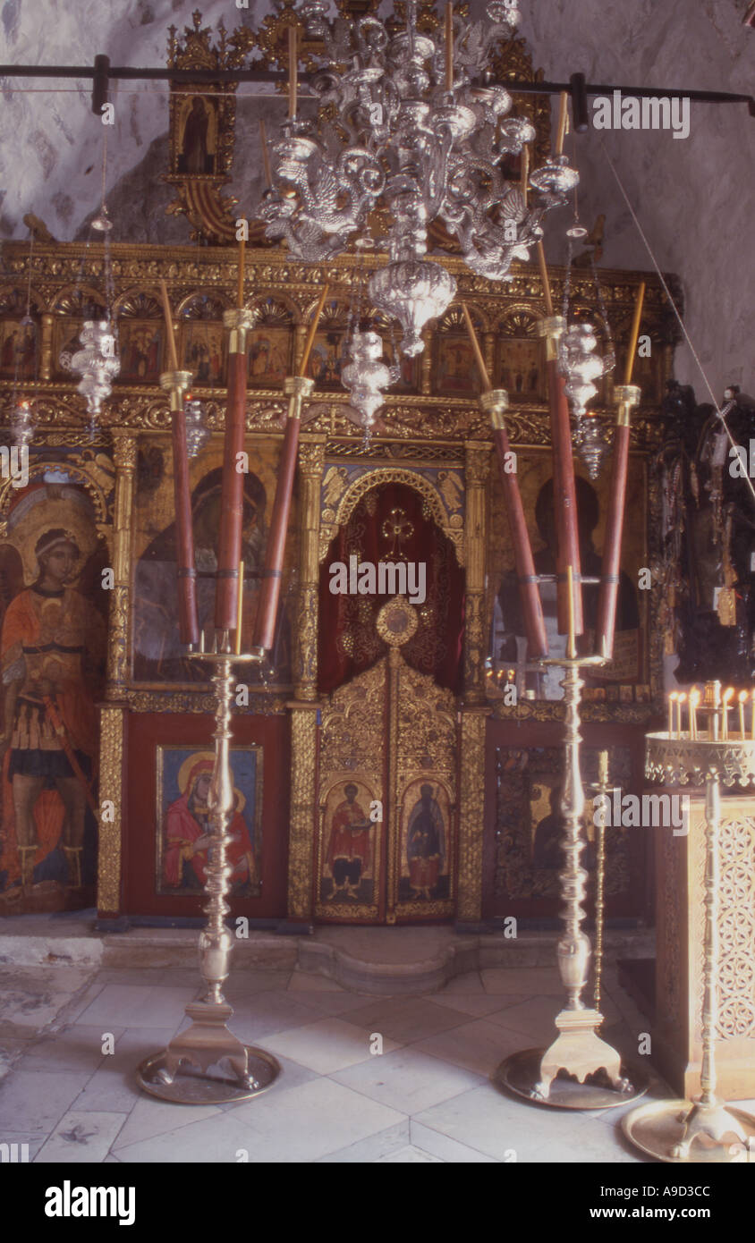 Greece Amorgos Greek Orthodox church Interior of Moni Panagia ...